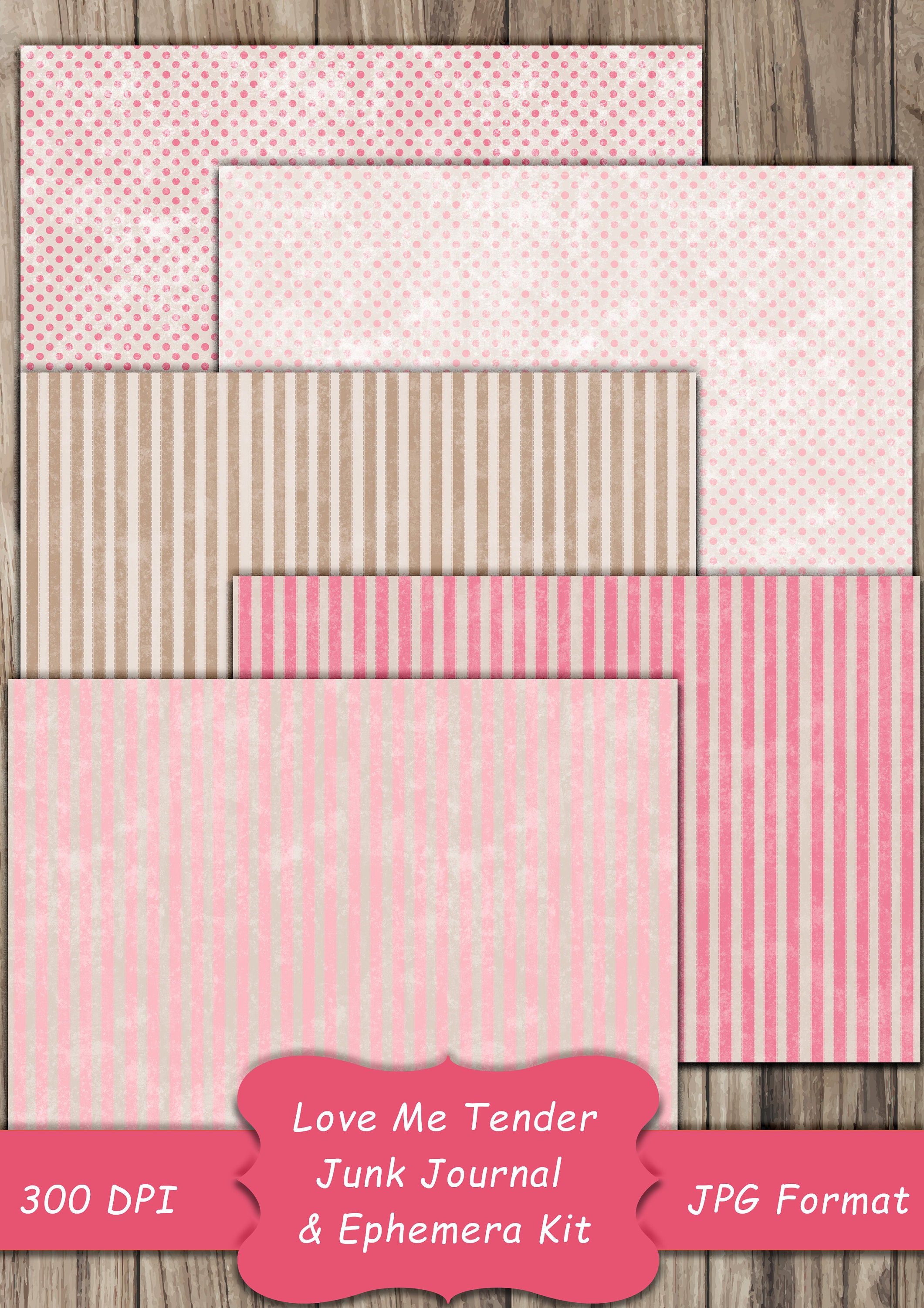 Love Me Tender,digital Junk Journal and Ephemera Kit, Collage, Vintage ...