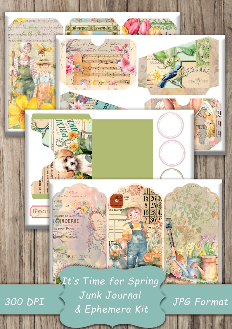 Spring Junk Journal, Printable, Digital Download, Vintage, Garden ...
