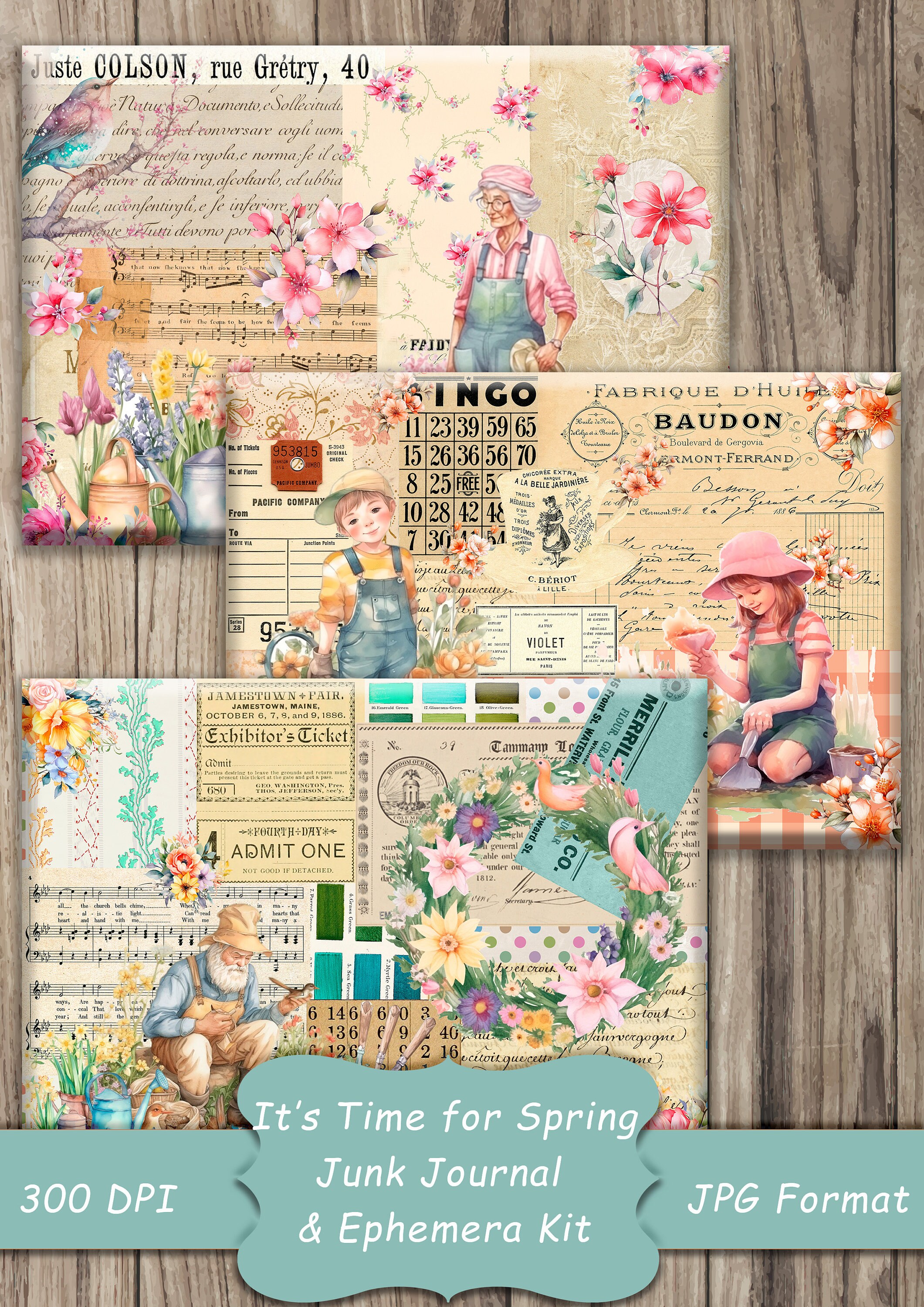 Spring Junk Journal, Printable, Digital Download, Vintage, Garden ...