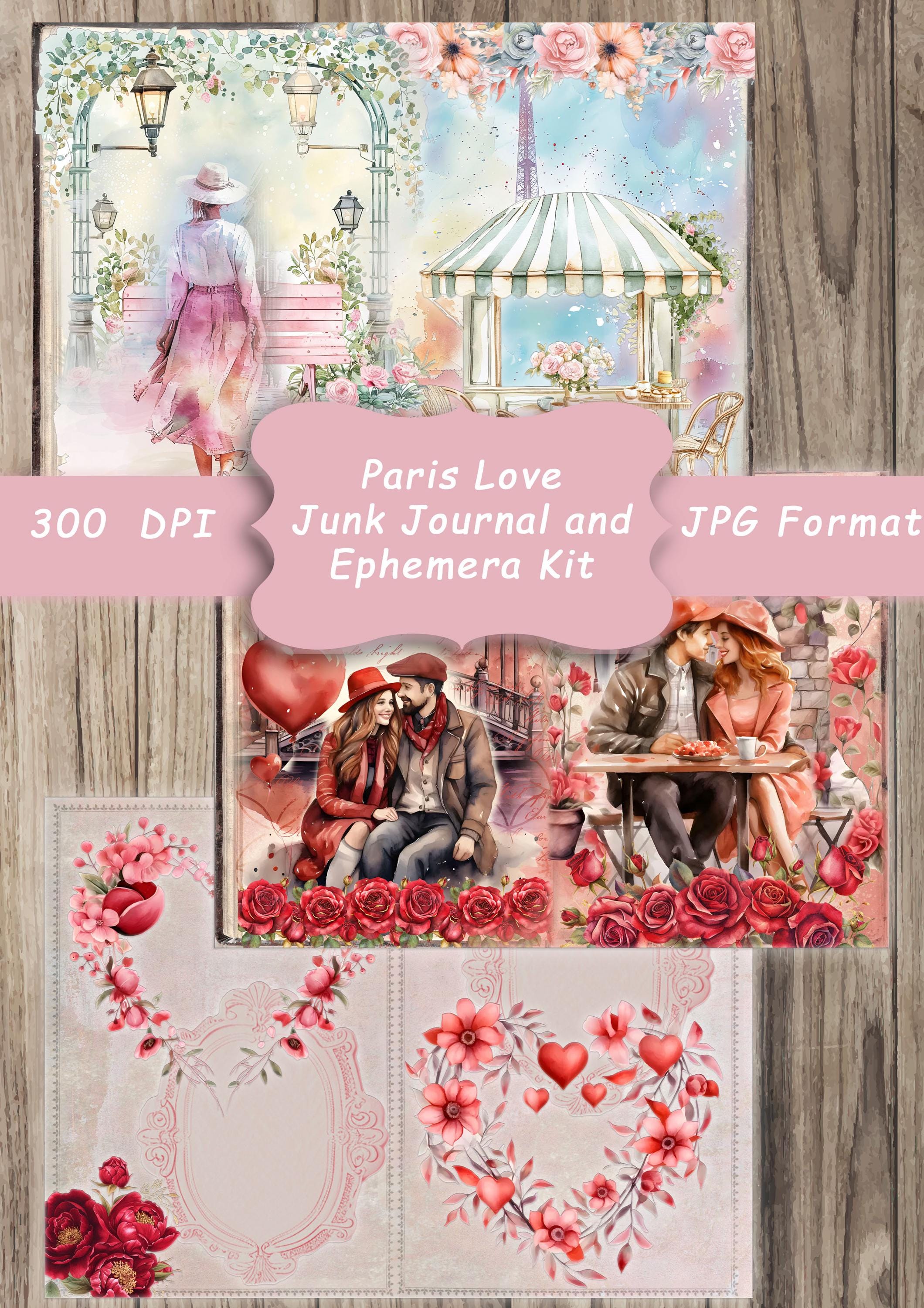 French Junk Journal Kit | Parisian Romance Printable | Floral Vintage ...