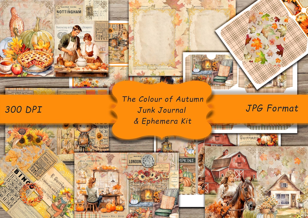 The Colour of Autumn Junk Journal and Ephemera Kit,collage, Paper,junk ...