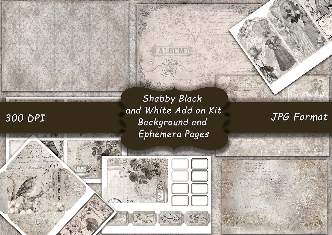 Black and White,junk Journal,printable,paper,vintage,ink Saver, Neutral ...