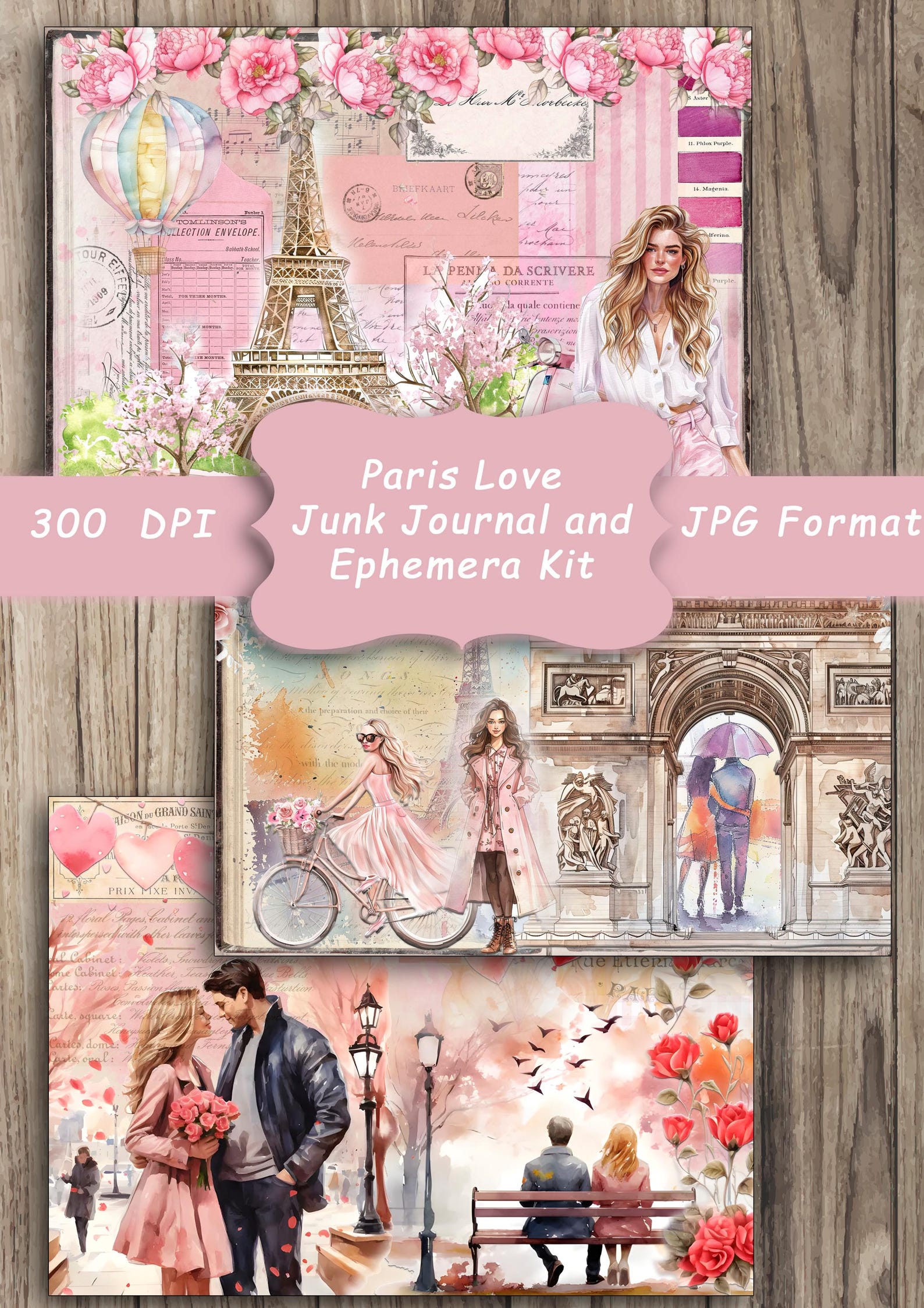 French Junk Journal Kit | Parisian Romance Printable | Floral Vintage ...