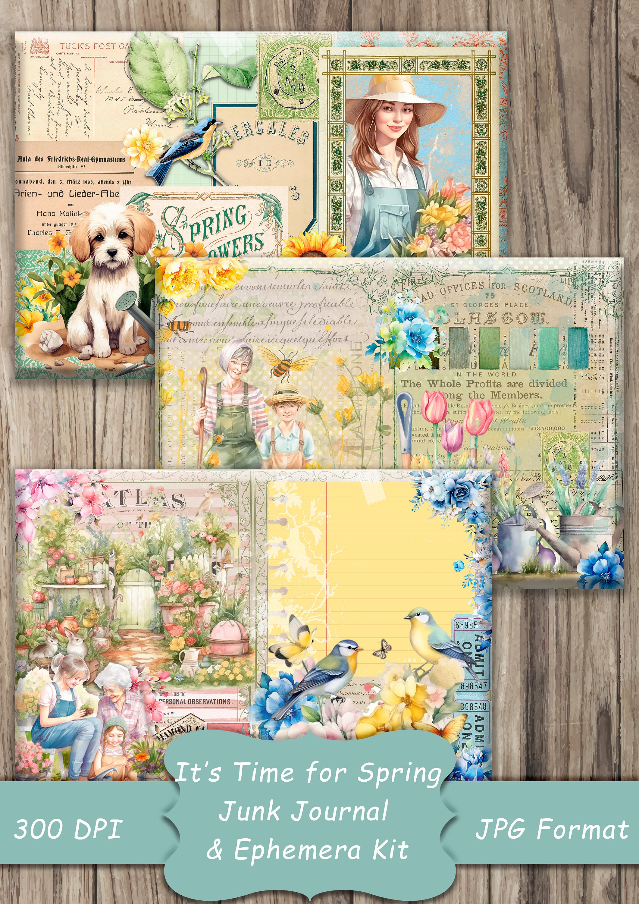 Spring Junk Journal, Printable, Digital Download, Vintage, Garden ...