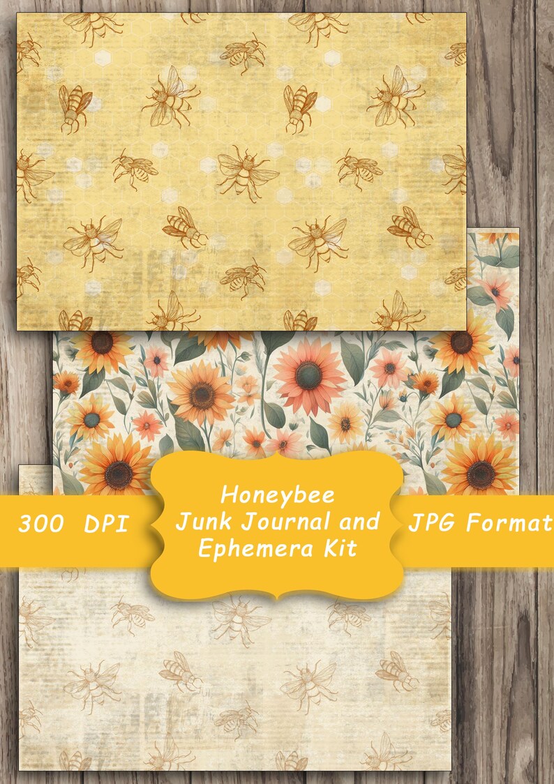 Honey Bee Junk Journal Kit, Bee, Sunlower,vintage Honey Ephemera ...