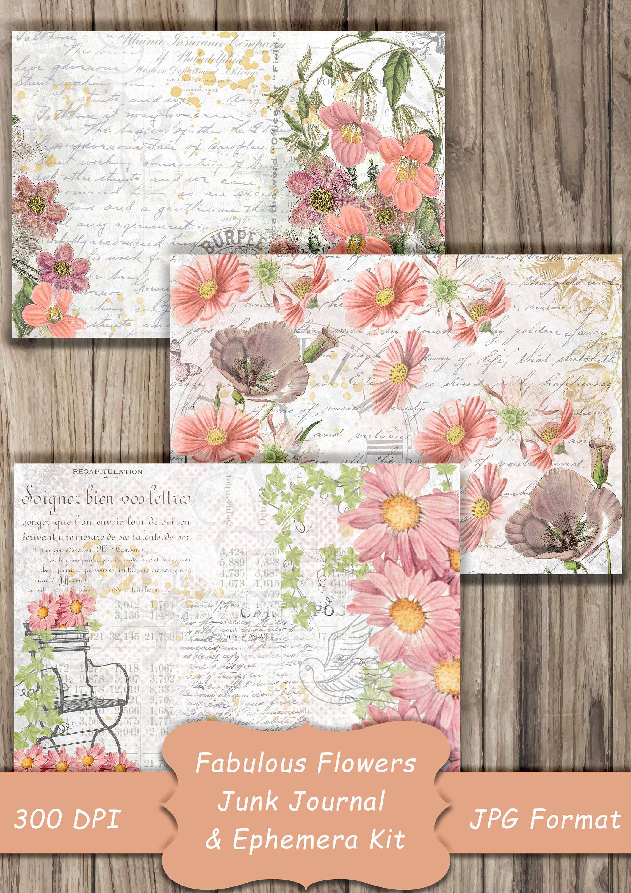 Fabulous Flowers Junk Journal Digital Kit - Etsy