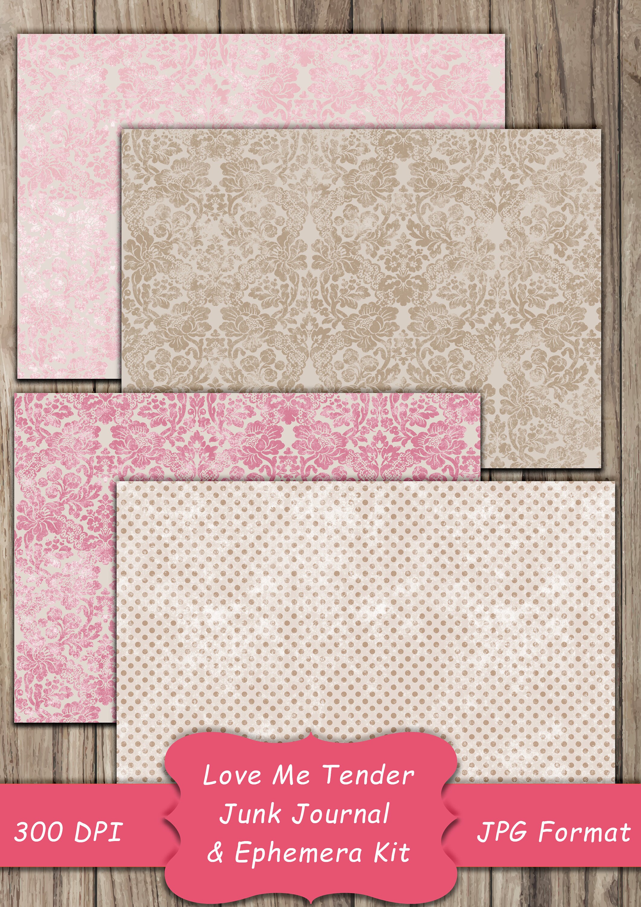 Love Me Tender,digital Junk Journal and Ephemera Kit, Collage, Vintage ...