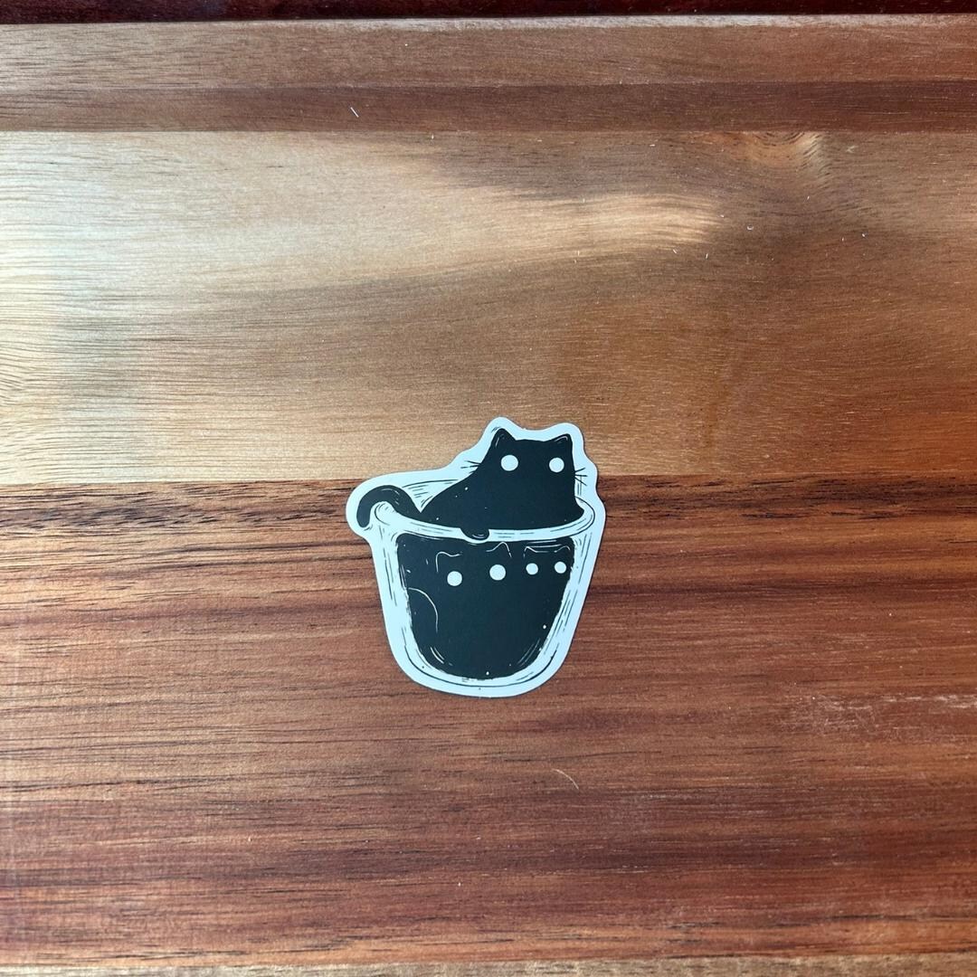 Bowl of Black Kitties Sticker - Etsy