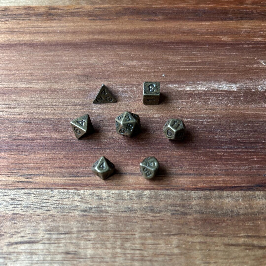Brass Dnd Dice Set: Heavy Polyhedral TT RPG Mini Set - Etsy