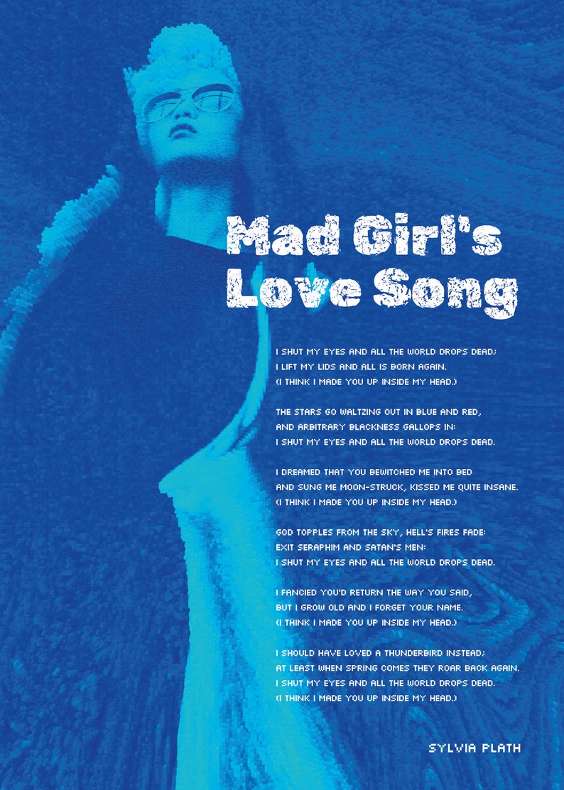 Sylvia Plath Poem Print, Mad Girl's Love Song, Poetry Art Decor, Plath ...