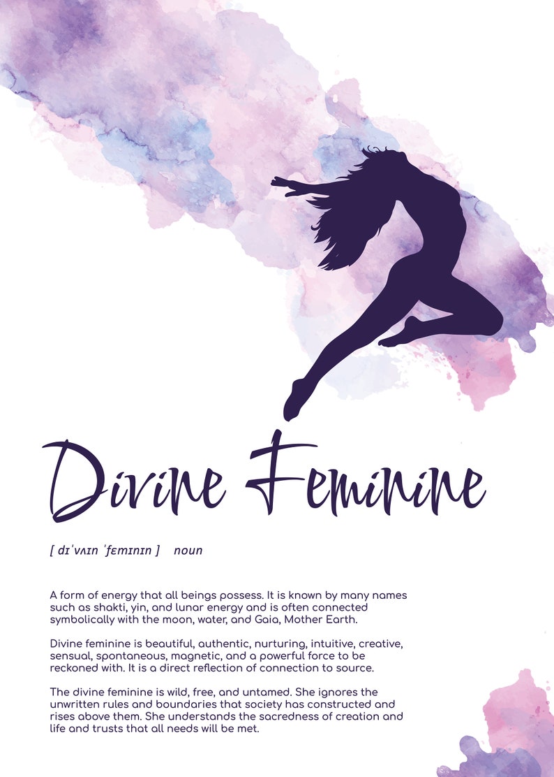 Divine Feminine Definition Print Spirituality Bedroom Home Decor Poster ...
