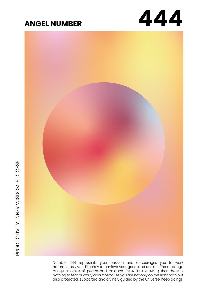 Angel Number 444 Printable Wall Art, Spiritual Art Print, Gradient ...