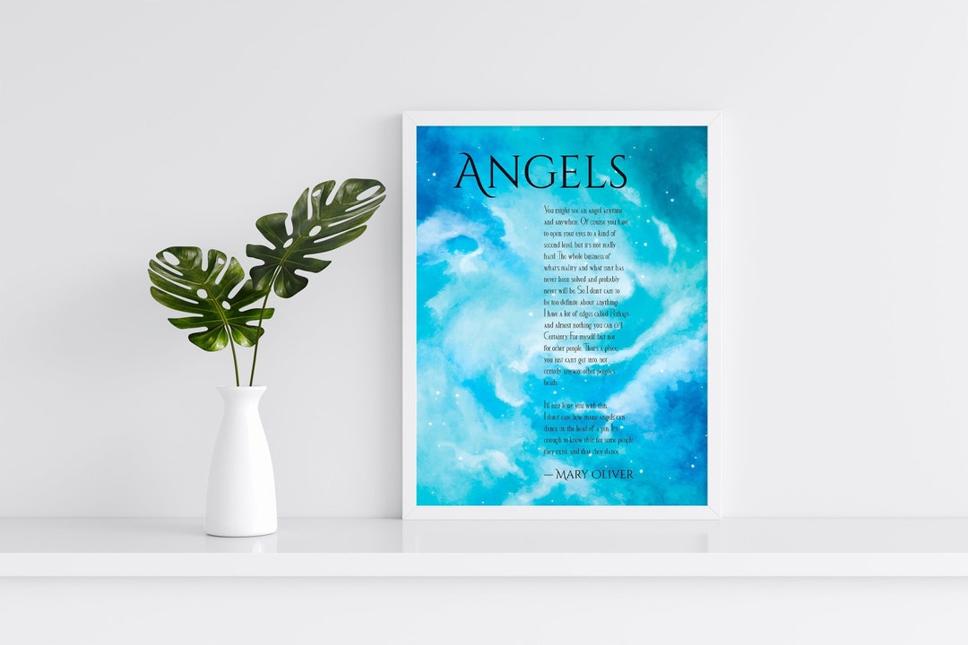Angels Poem Print by Mary Oliver, Mary Oliver Print, Literary Art ...