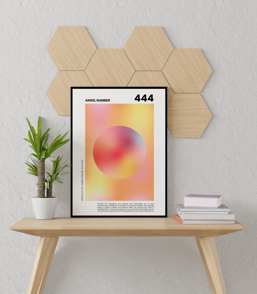 Angel Number 444 Printable Wall Art, Spiritual Art Print, Gradient ...
