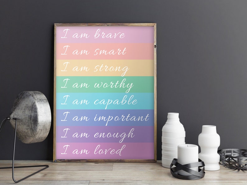 I Am Brave, I Am Smart, I Am Strong.. Positive Affirmations Poster ...