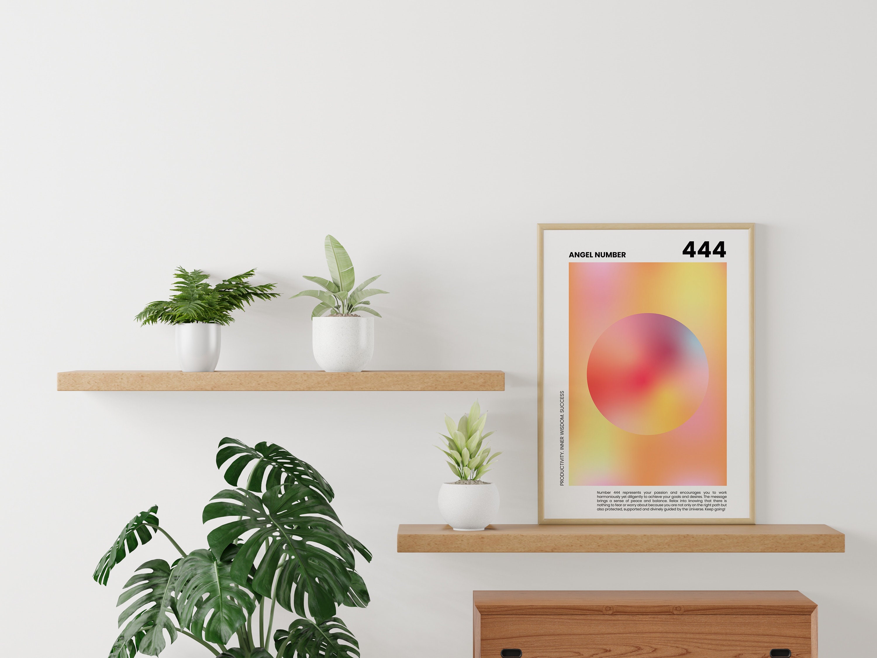 Angel Number 444 Printable Wall Art, Spiritual Art Print, Gradient ...