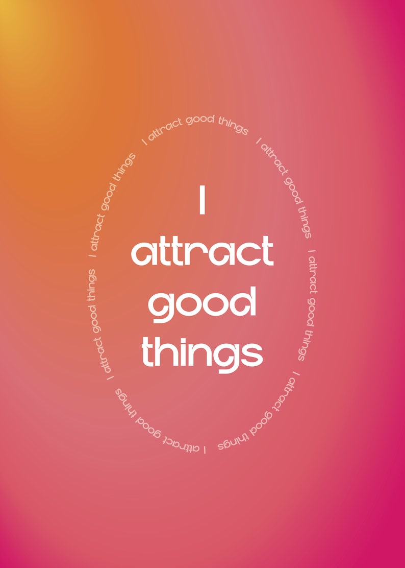 Attract Good Things Aura Poster, Spiritual Wall Art, Gradient Print ...
