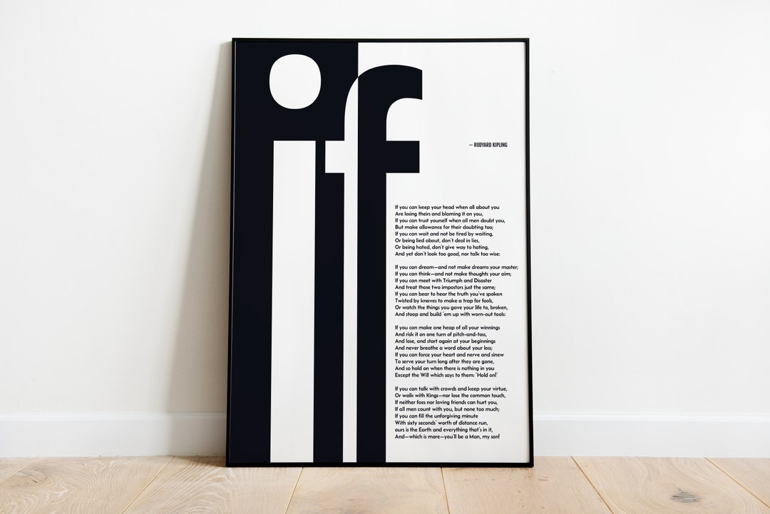 If Poem Print by Rudyard Kipling, If Printable Poster Minimalist Font ...