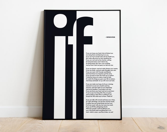If Poem Print by Rudyard Kipling, If Printable Poster Minimalist Font ...