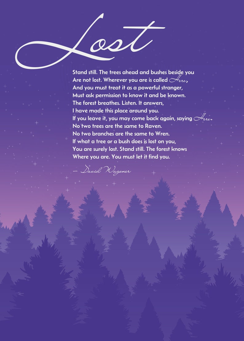 Lost Poem Art Print | David Wagoner | Literary Wall Decor | Poetry Wall ...