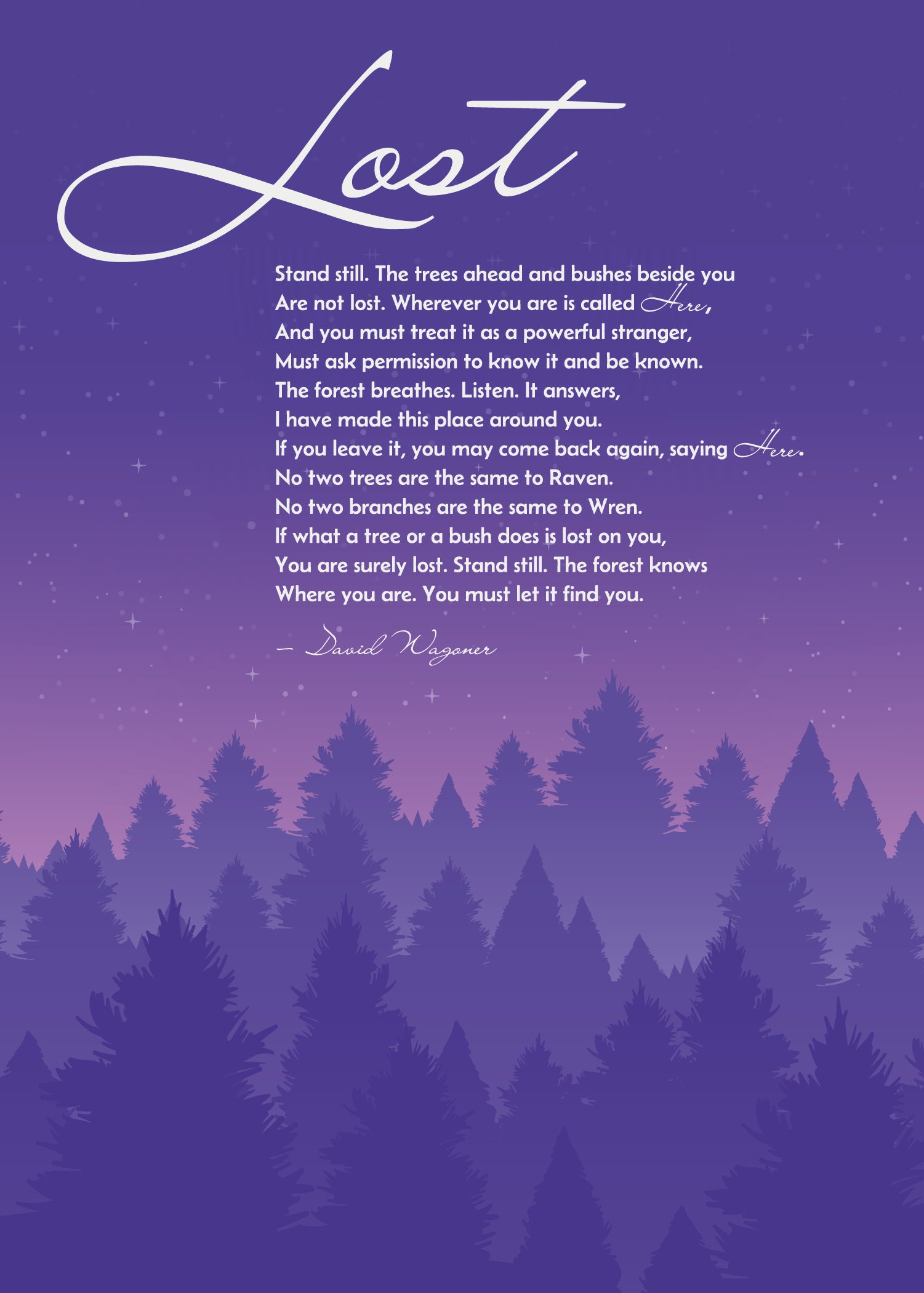 Lost Poem Art Print | David Wagoner | Literary Wall Decor | Poetry Wall ...