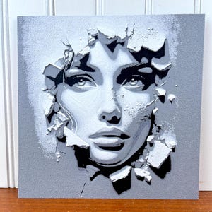 Hueforge Wall Art, Face in the Wall, Striking Monochrome, Woman’s Face ...