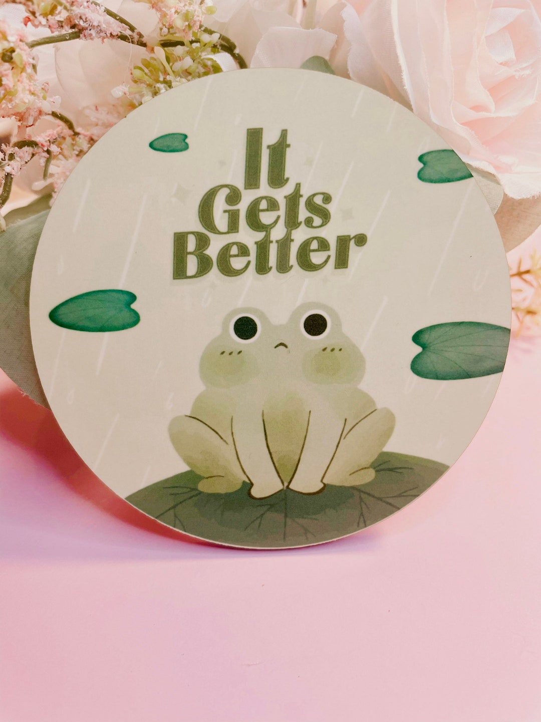 It Gets Better Froggy Coaster, Kawaii Frog Coaster, Frog, Cute Home ...
