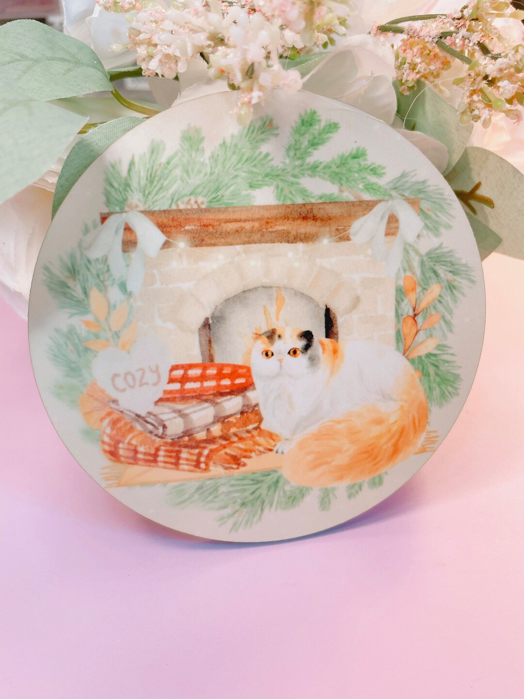 Cute Cat Coaster, Cosy Coaster, Kawaii Cat Coaster, Home Decor, Cat ...