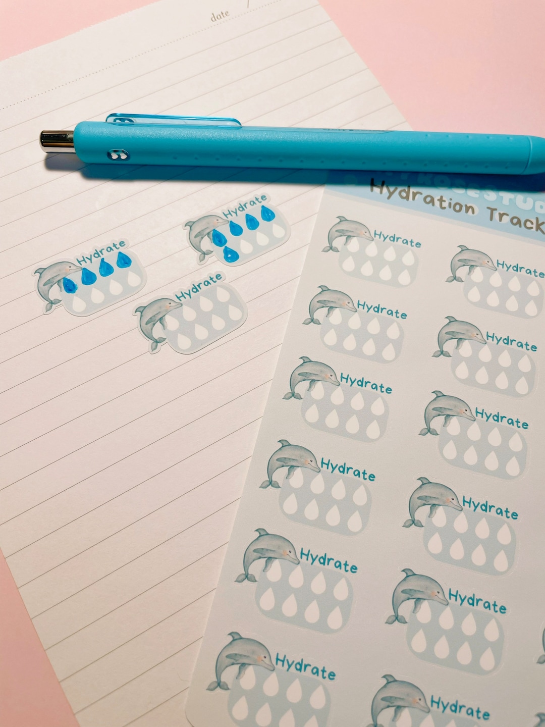 Dolphin Hydration Tracker Sticker Sheet - Etsy