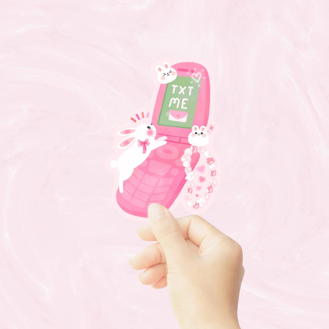 Cute Phone Sicker, Waterproof Vinyl Sticker, Cute Bunny Text Sticker ...
