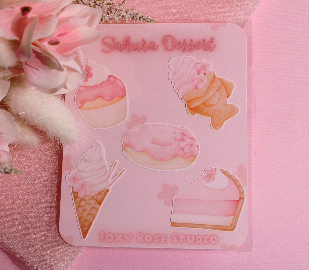 Sakura Dessert Sticker Pack, Kawaii Planner Stickers - Etsy
