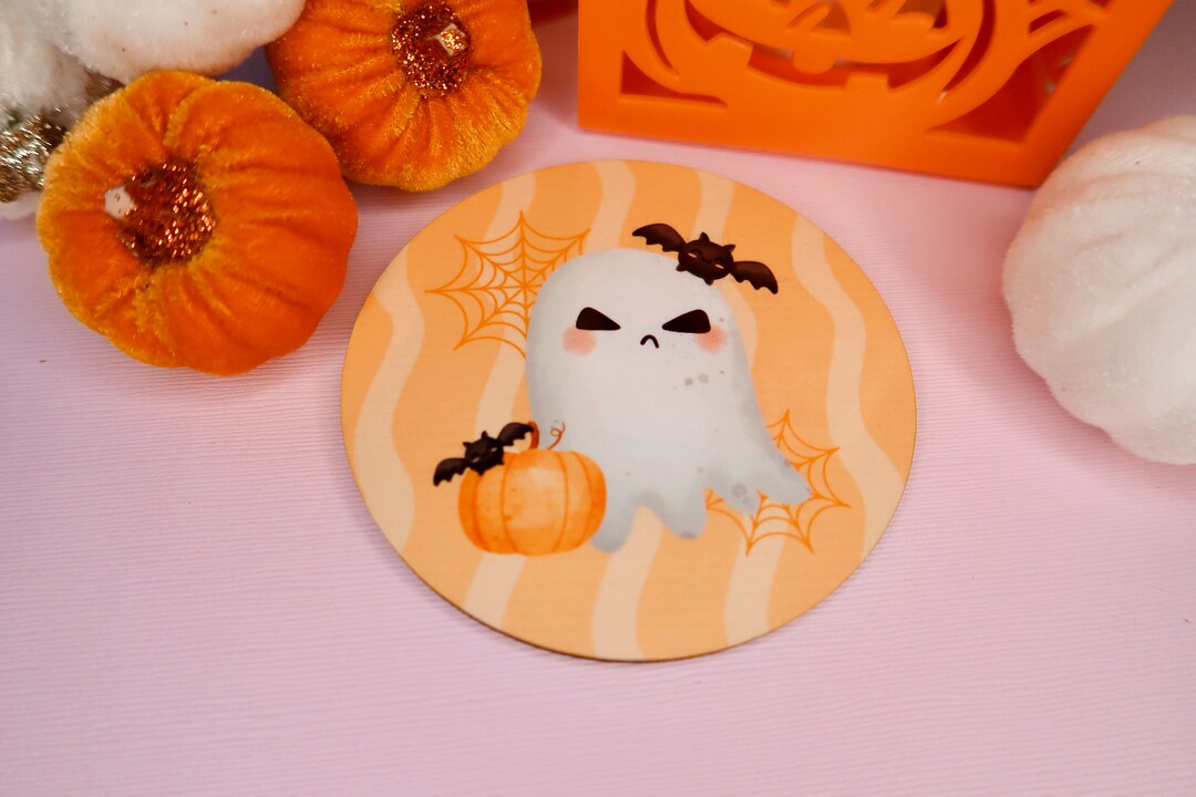 Angry Ghost Halloween Coaster, Ghost Coaster, Ghost Glass Tea Coffee ...