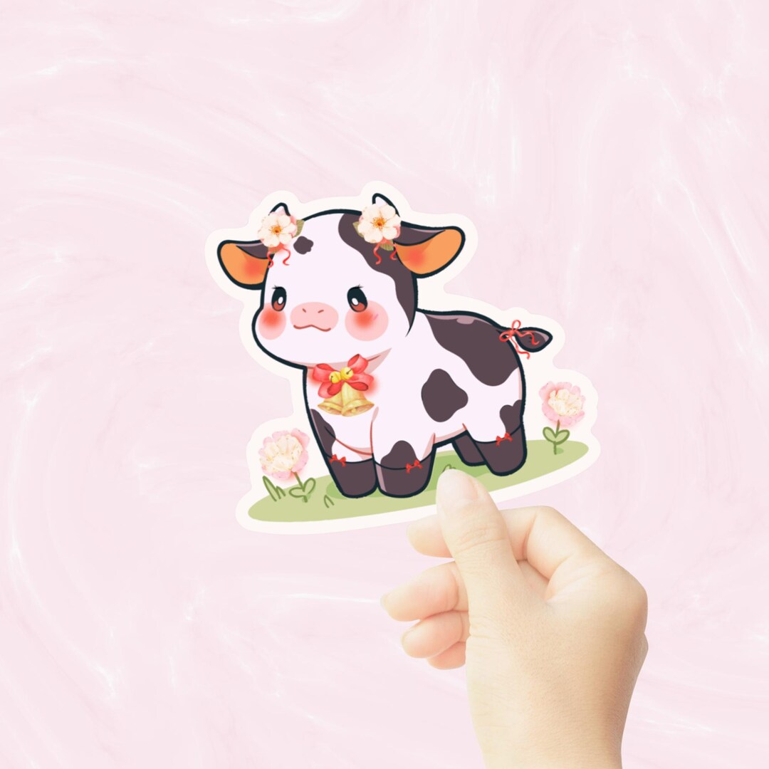 Valley Cow Sticker, Cute Cow Die Cut Sticker, Planner Sticker ...