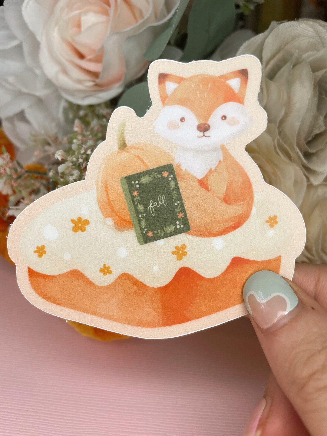 Fox Dessert Sticker, Cute Fox Die Cut Sticker, Planner Sticker ...