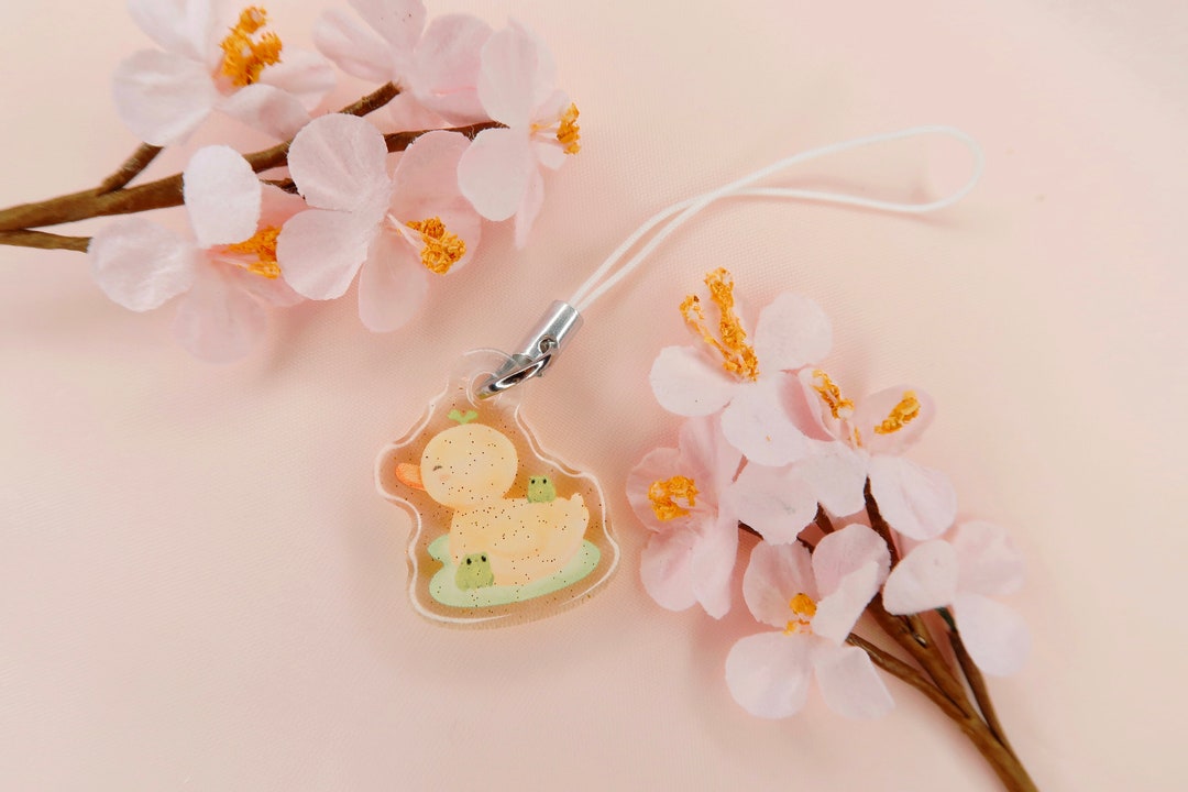 Cute Duck Phone Charm, Froggy Acrylic Phone Charm, Glitter Epoxy ...