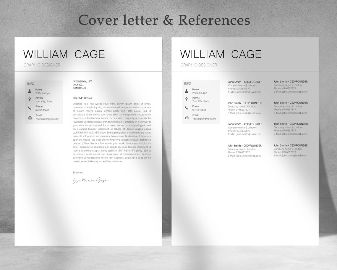 Resume Template for Word CV Template Professional Resume - Etsy
