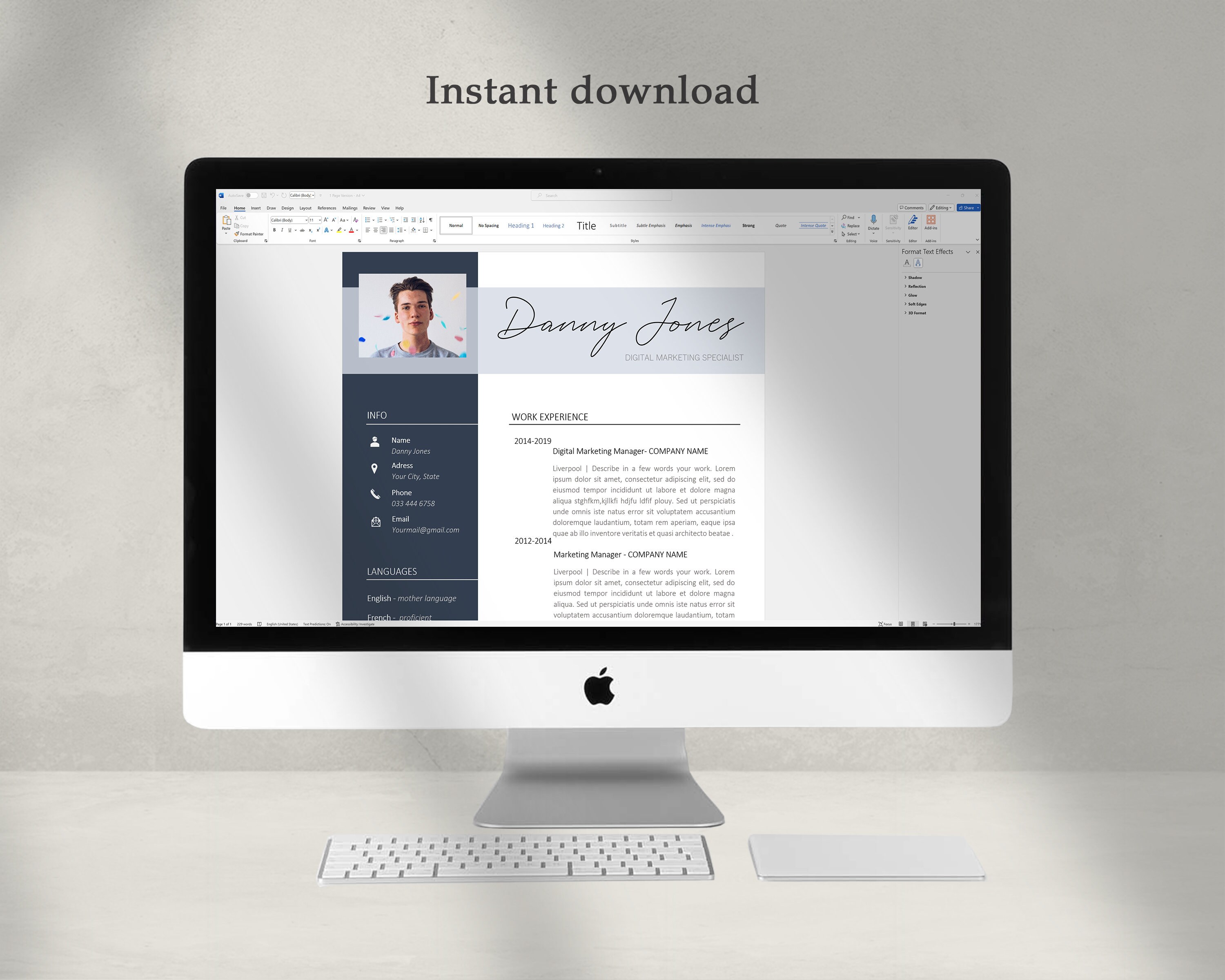 CV Template With Photo, Resume Template With Photo Etsy, CV Template ...