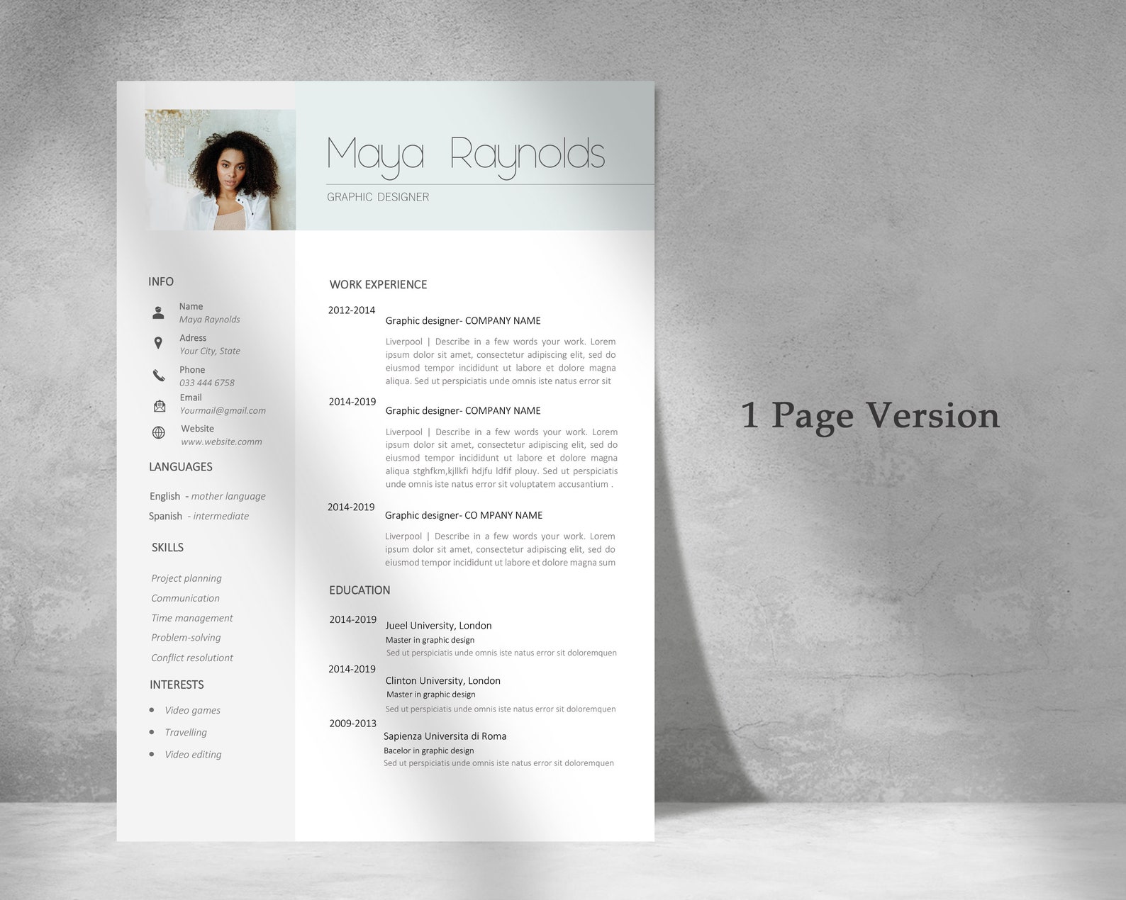 CV Template With Photo, Resume Template With Photo, CV Template ...