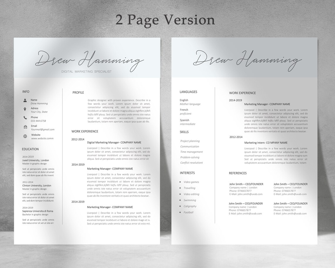 CV Template Word, CV Template Professional,resume Template With Photo ...