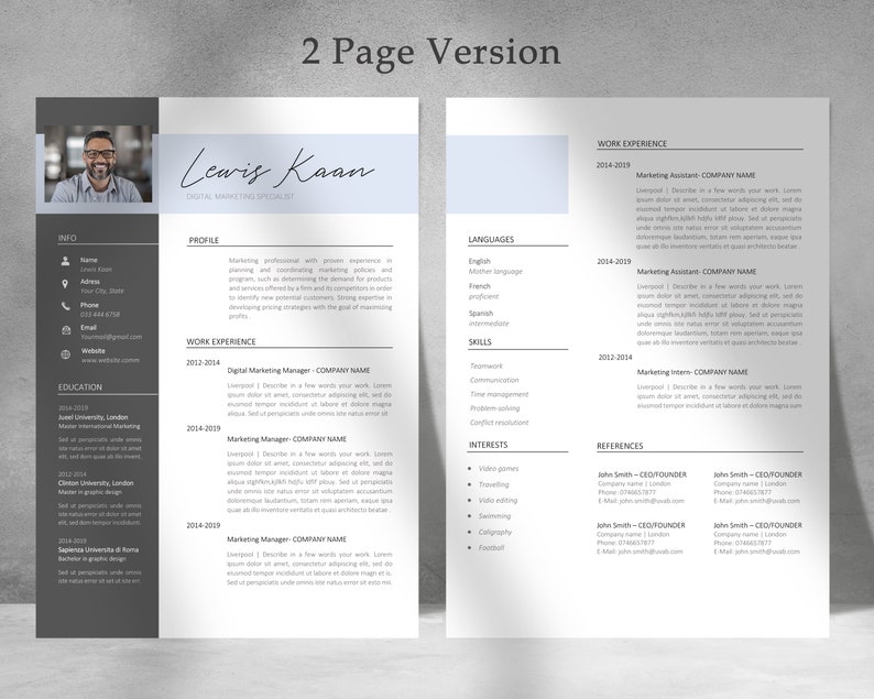 CV Template With Photo, Resume Template With Photo, CV Template ...