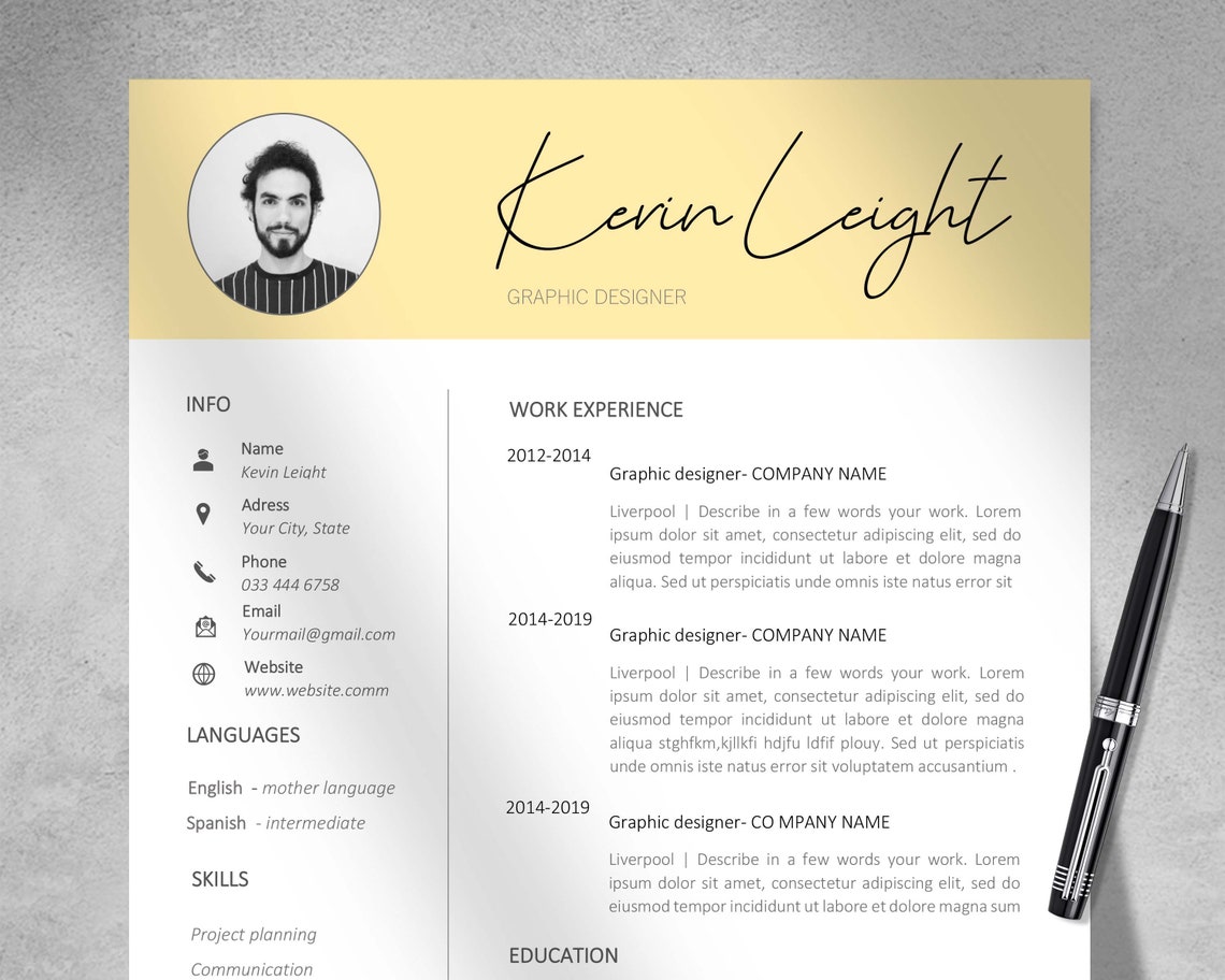 CV Template With Photo, Resume Template With Photo, CV Template ...