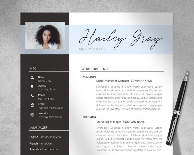 CV Template With Photo, Resume Template With Photo, CV Template ...