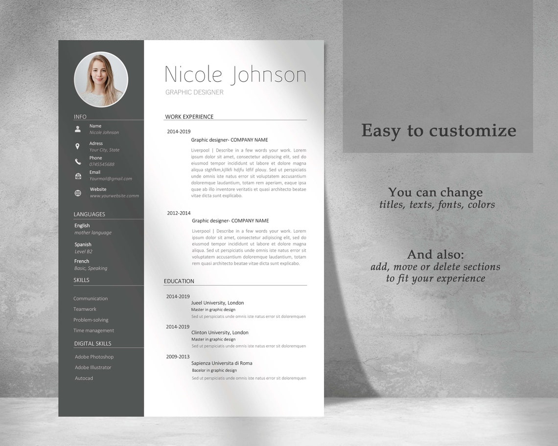 CV Template With Photo, Resume Template With Photo, CV Template ...