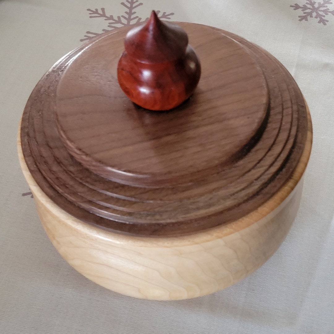 A Beautiful Bowl With Lid, Custom Made Out of Maple, American Walnut ...