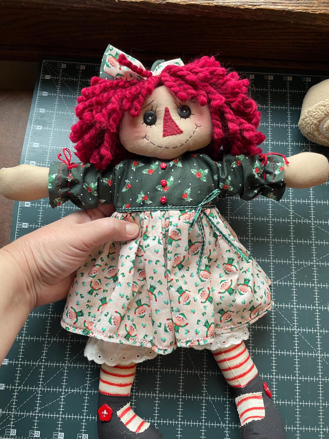 Handmade Modern 16 Raggedy Ann Doll in an Elf and Holly Dress - Etsy
