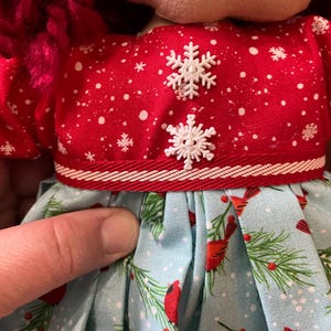 Handmade Modern 16 Raggedy Ann Doll in a Snowflake and Red Bird Dress ...