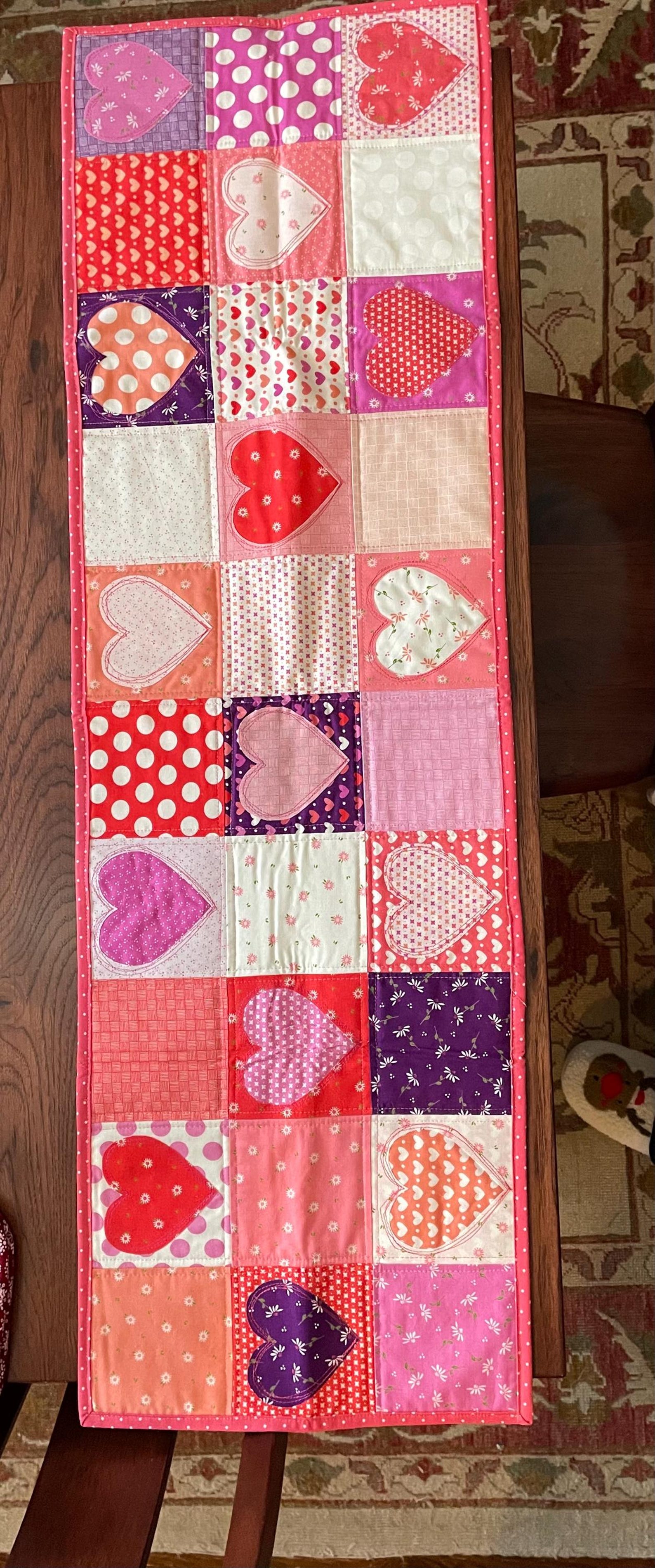 Handmade Heart Table Runner for Sweetheart Birthday Valentines ...