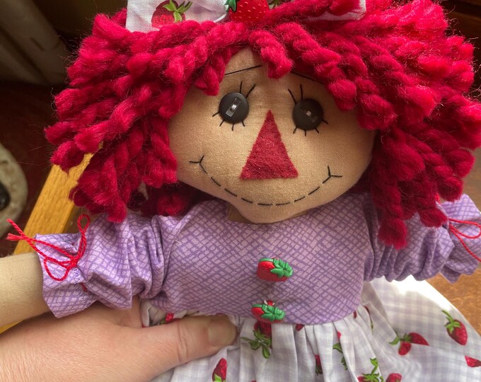 Handmade Modern 16” Raggedy Ann Doll in a Strawberry Print Dress - Etsy