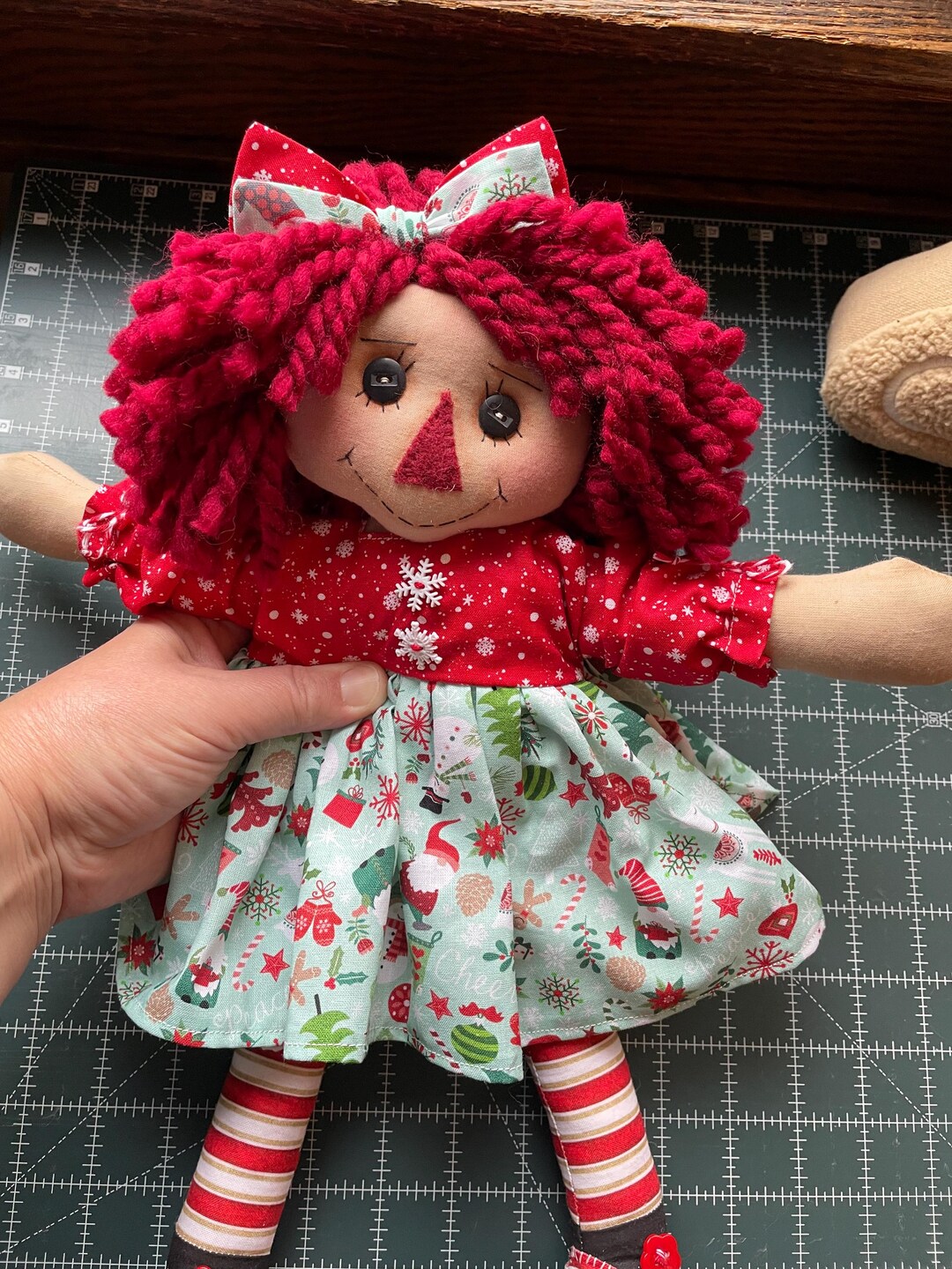 Handmade Modern 16” Raggedy Ann Doll in Snowflake Christmas Dress - Etsy