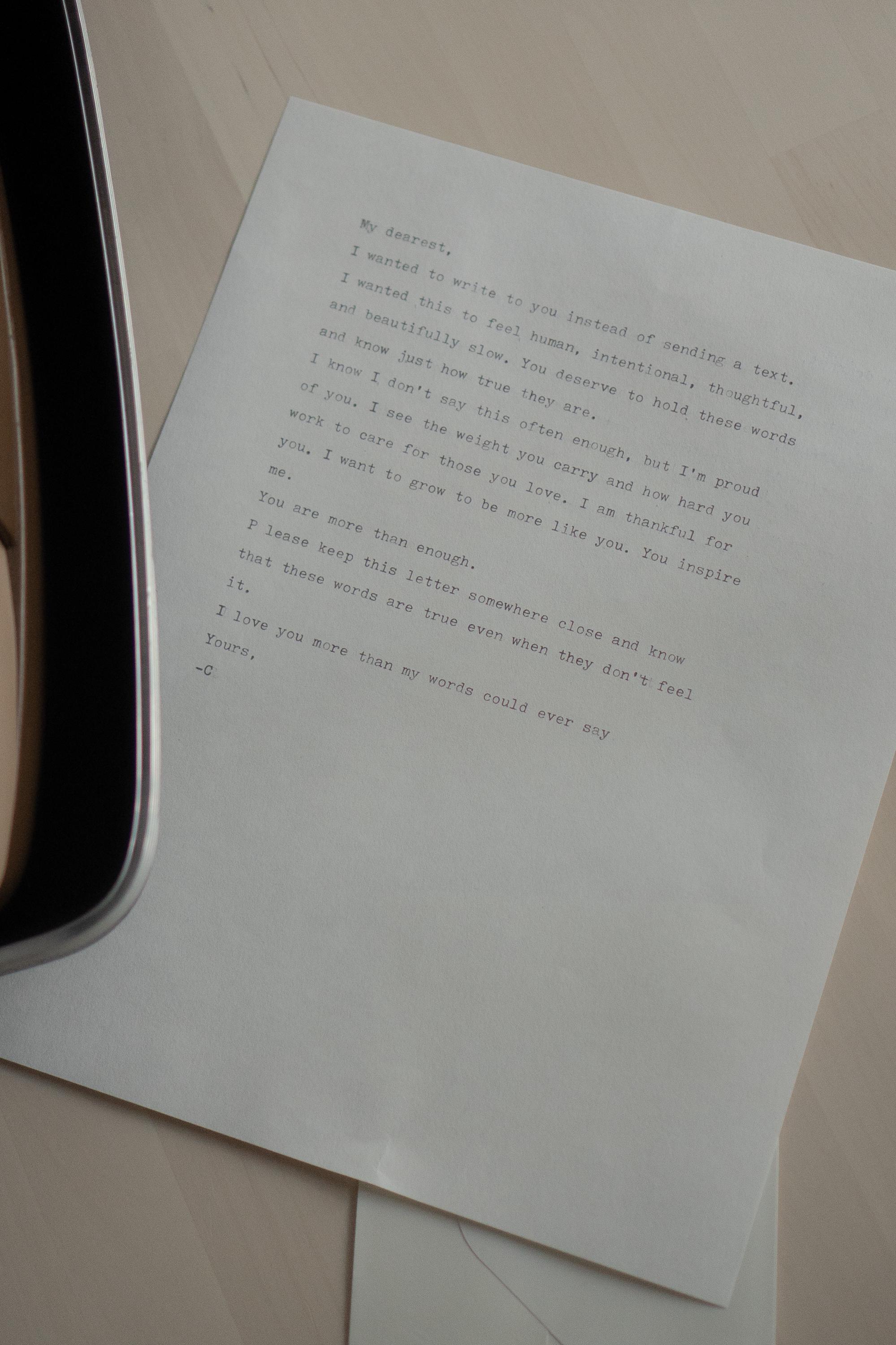 Personalized Hand-typed Letter | Custom Love or Encouragement Letter ...